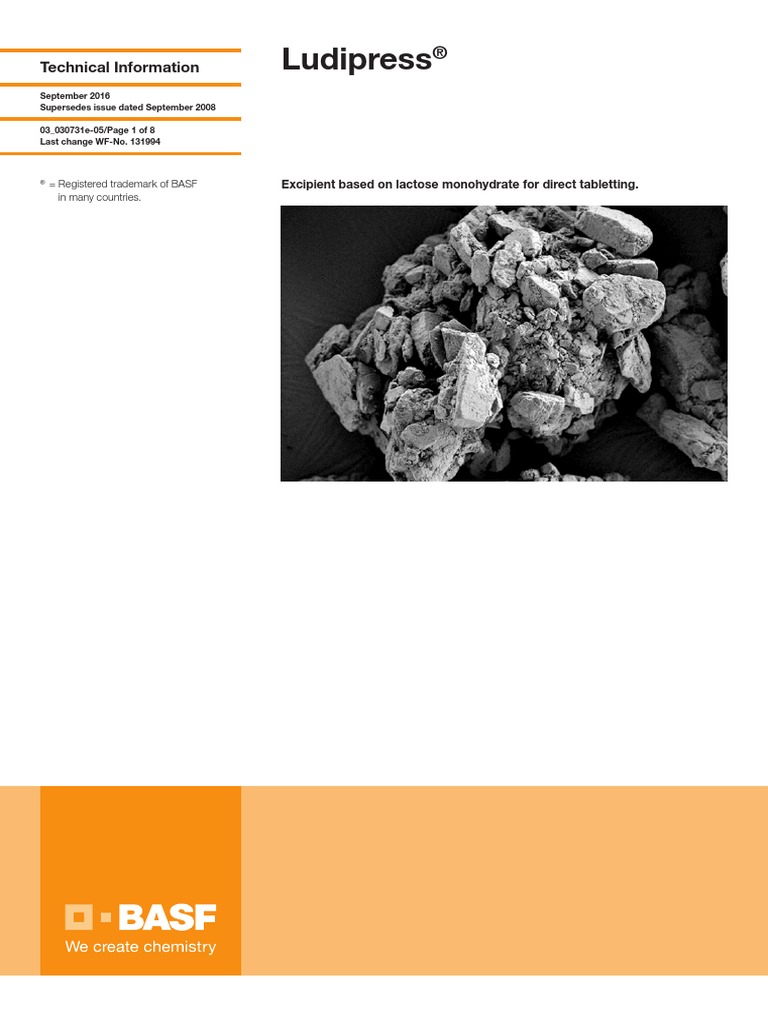 Ludipress Technical Information | PDF | Tablet (Pharmacy) | Physical ...