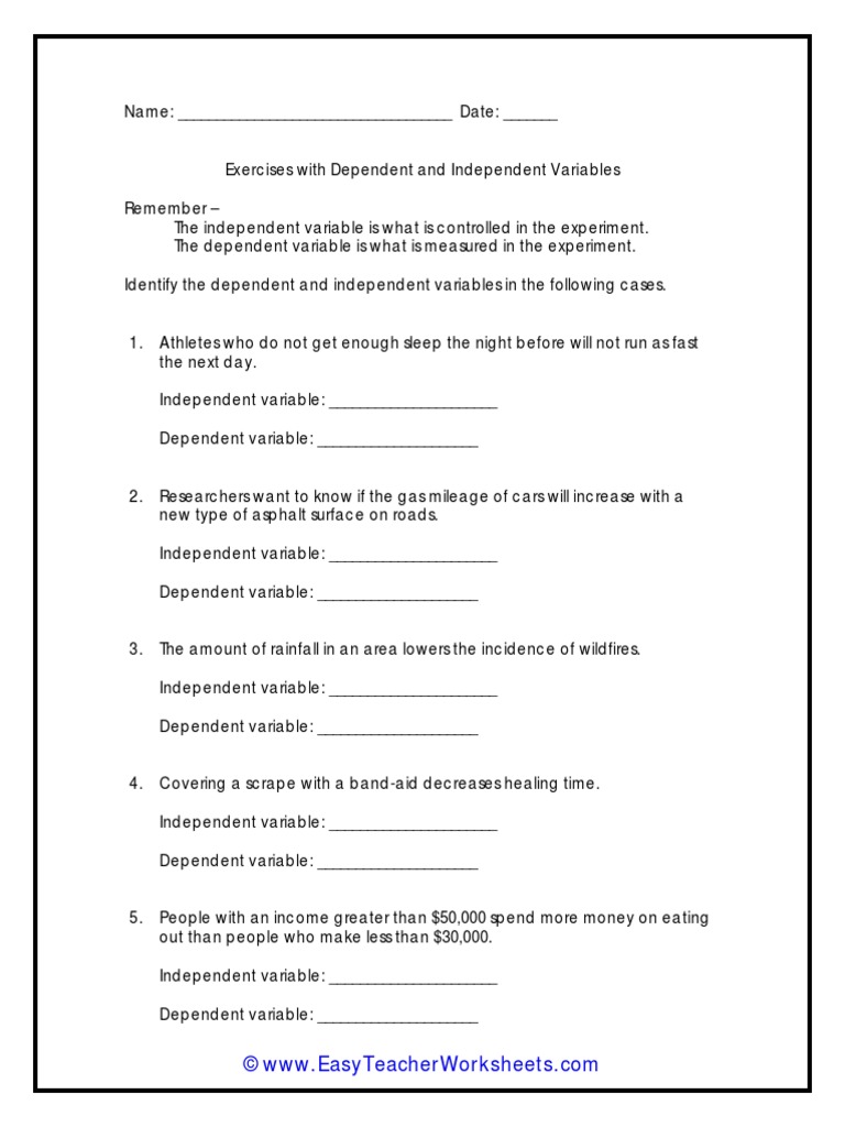 Toddle-Identifying Independent and Dependent Variables | PDF