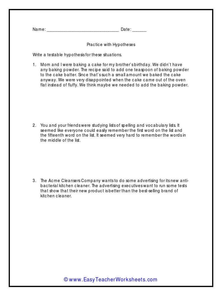 Toddle-Practice Writing Hypotheses | PDF