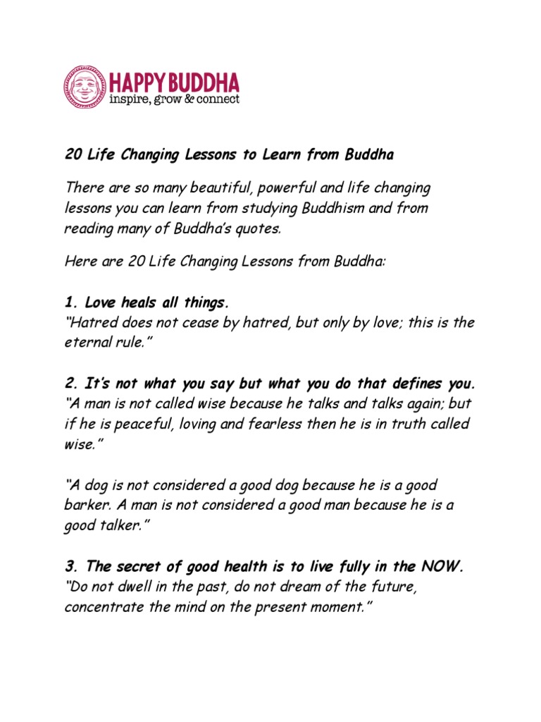 20 Life Changing Lessons To Learn From Buddha#@ | PDF