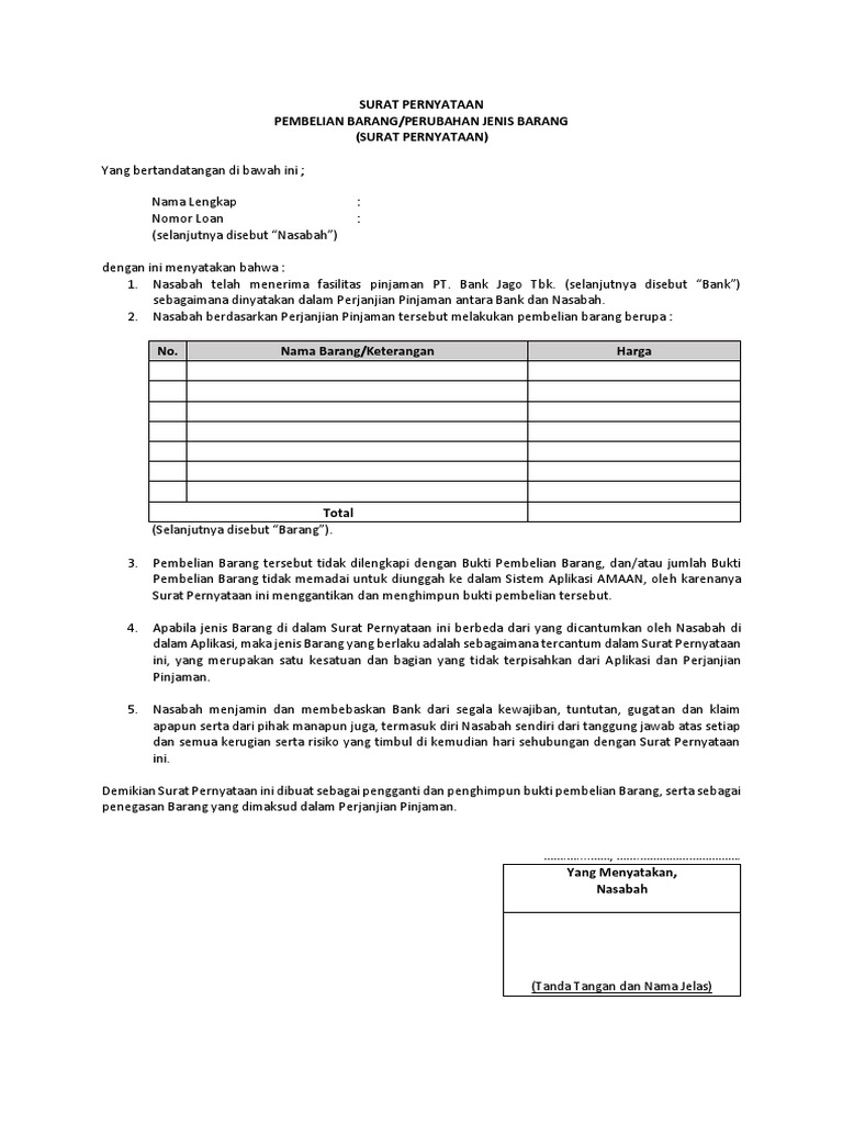 Surat Pernyataan Pembeliaan Barang SPPB 3 | PDF