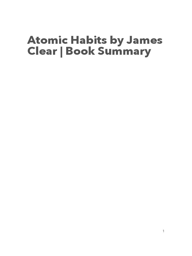 Atomic Habits - Book Summary | PDF