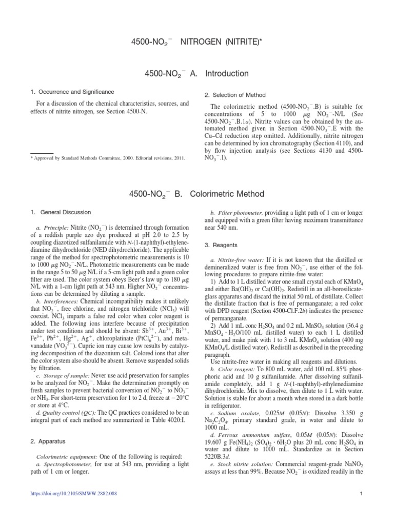 SM Nitrite | PDF | Titration | Chemistry