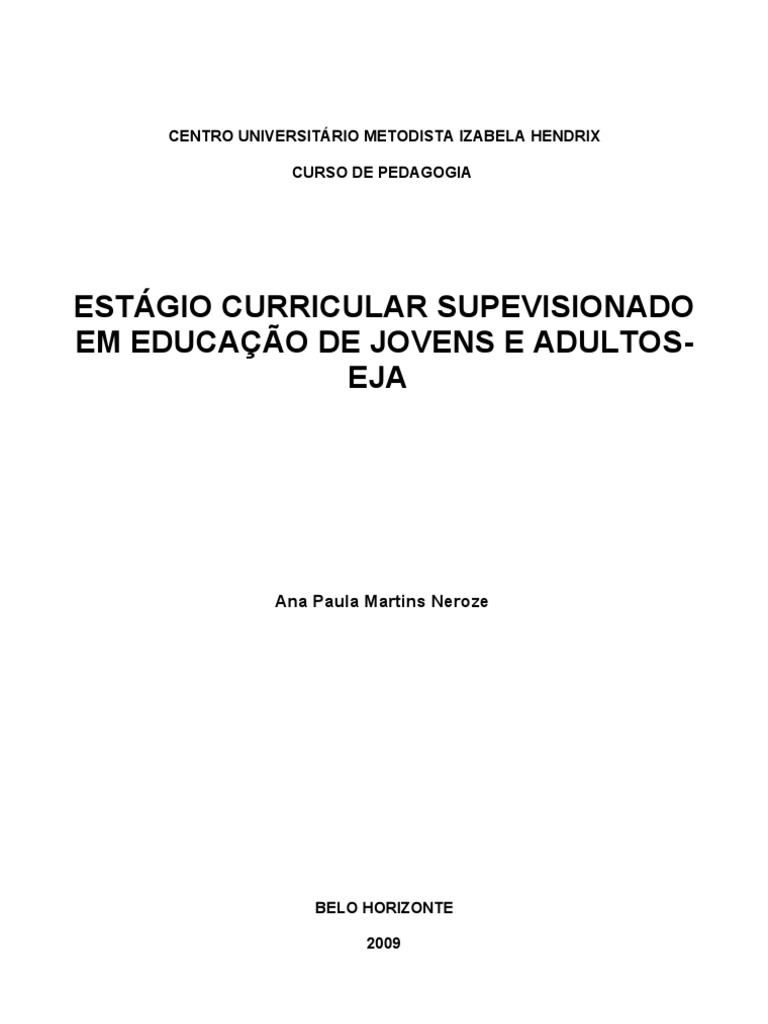 RELATÓRIO EJA ANA PAULA | PDF | Escolas | Pedagogia