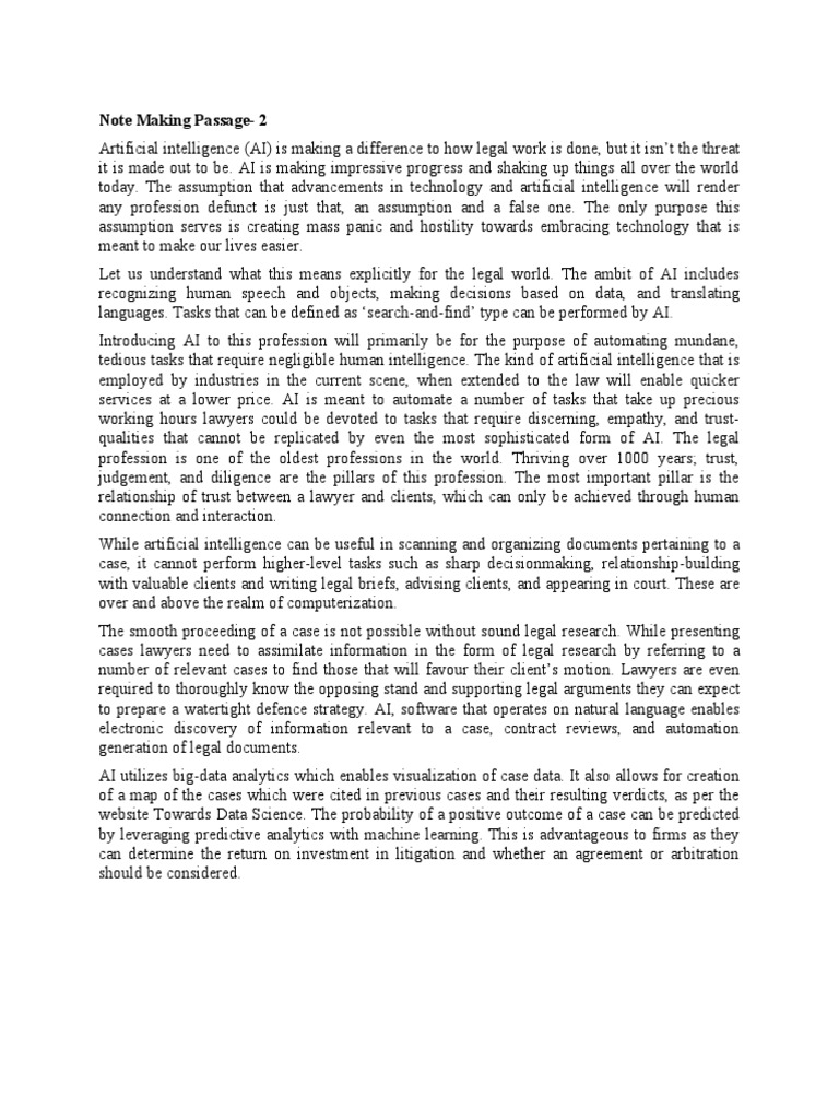 Note Making Passage 2 | PDF