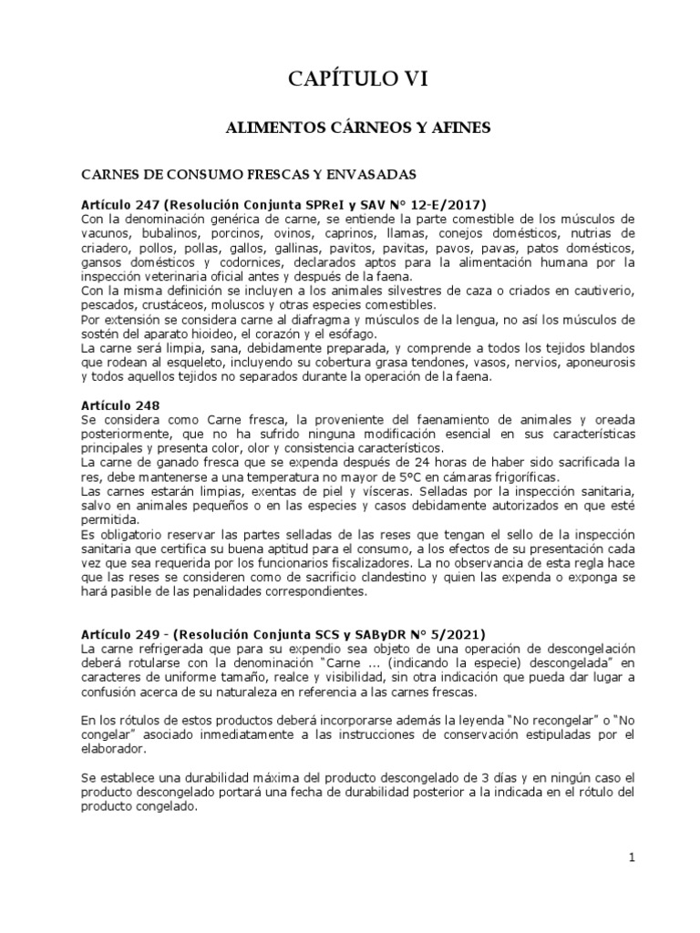 CAA Anmat Caa Capitulo Vi Carneos Act 2023 5 | PDF | Carne | Acuicultura