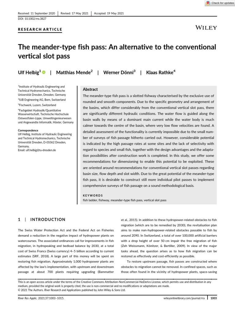 Helbig - Etal - 2020 - The Meander-Type Fish Pass - An Alternative To ...