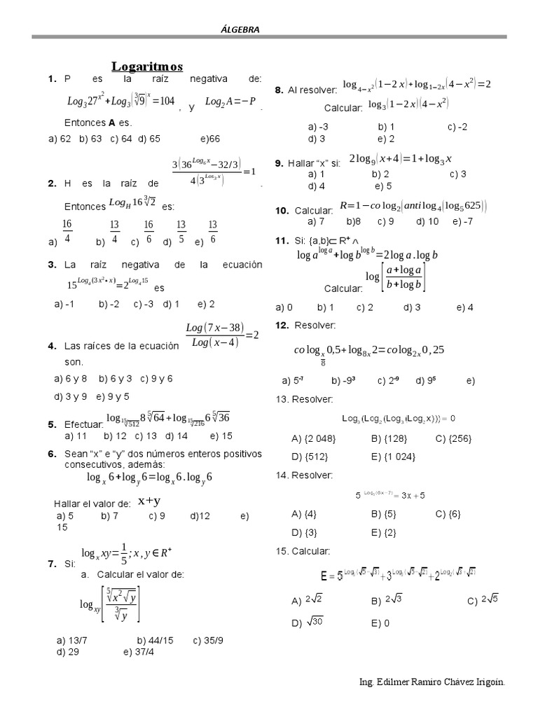 LOGARITMO | PDF | Logaritmo | Matemáticas