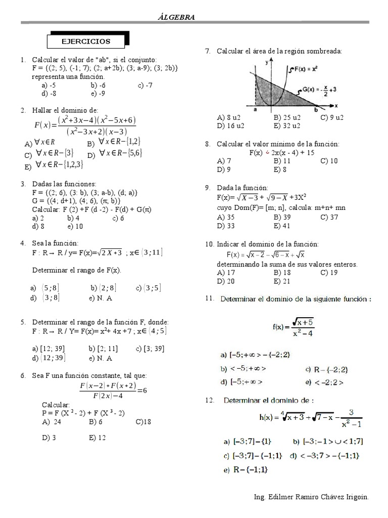 Ejercicios de Álgebra y Funciones | PDF | Ciencia y matemáticas