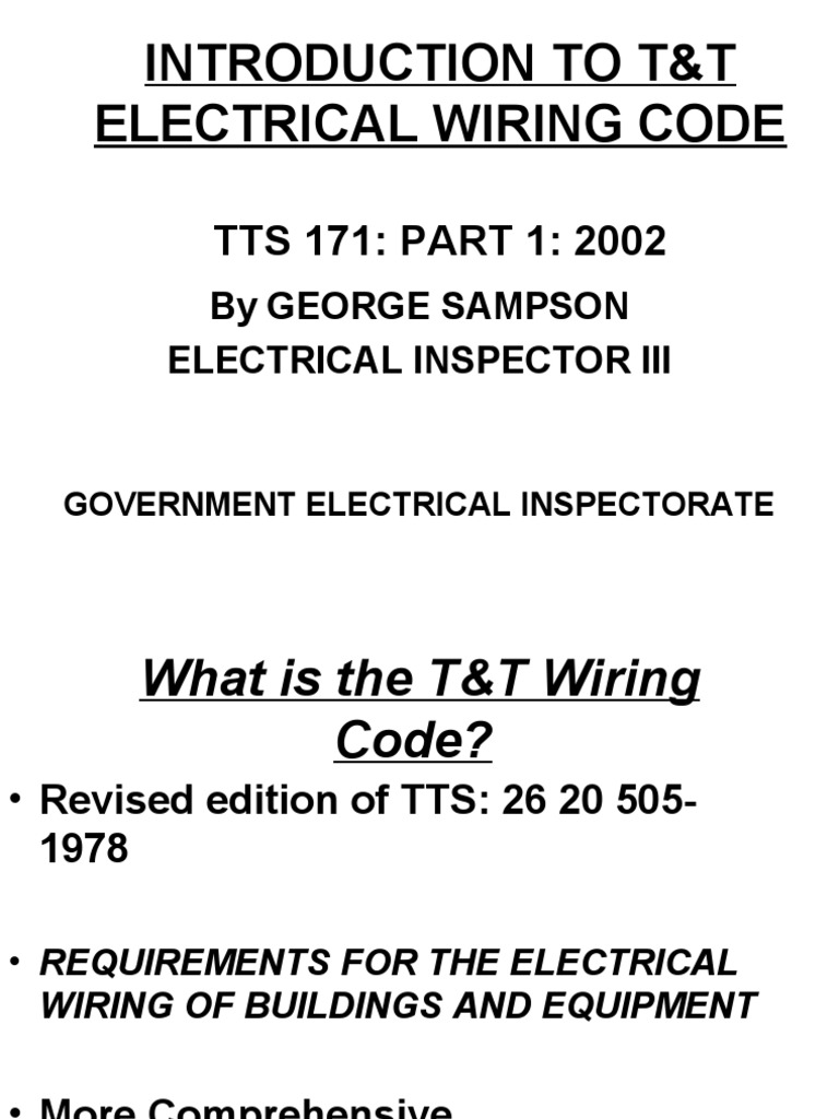 Introduction To T&T Electrical Wiring Code: TTS 171: PART 1: 2002 | Download Free PDF ...