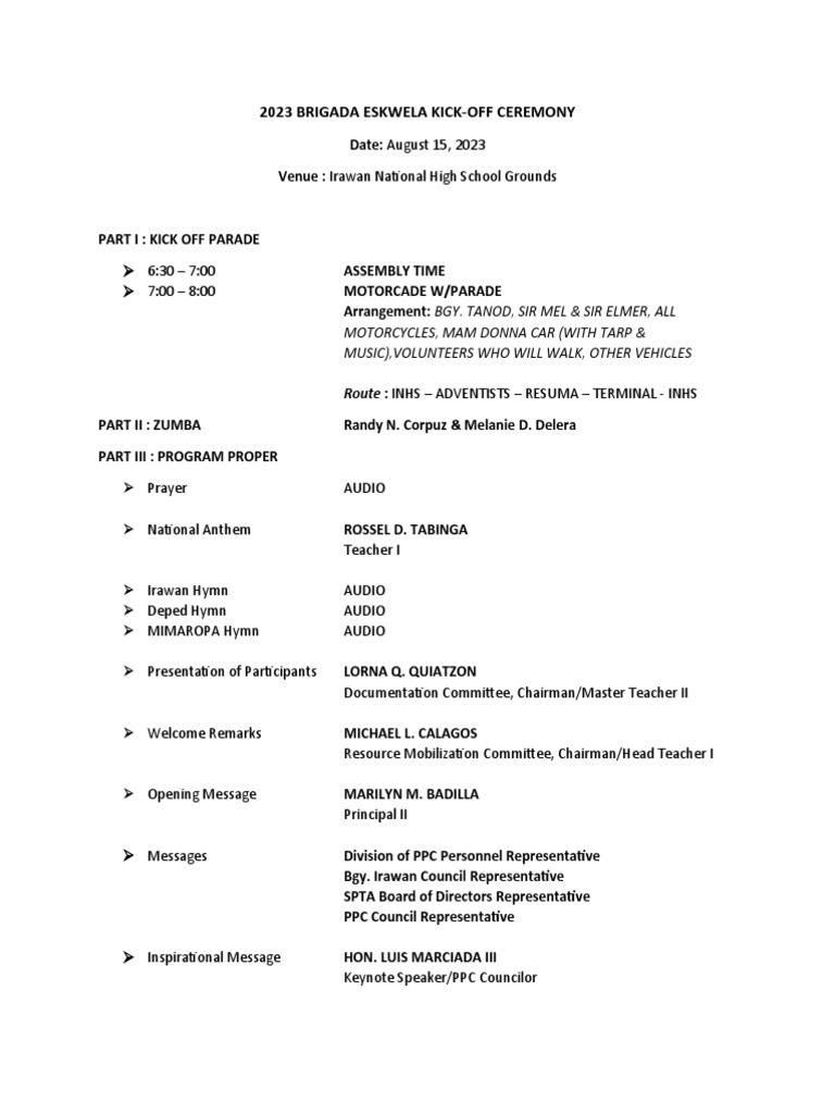 Be Kick Off Program | PDF