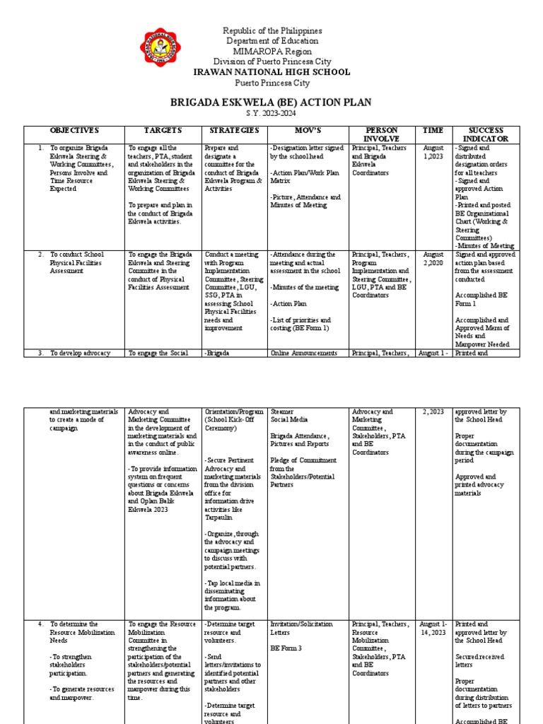 Be Action Plan 2023-24 | PDF | Marketing