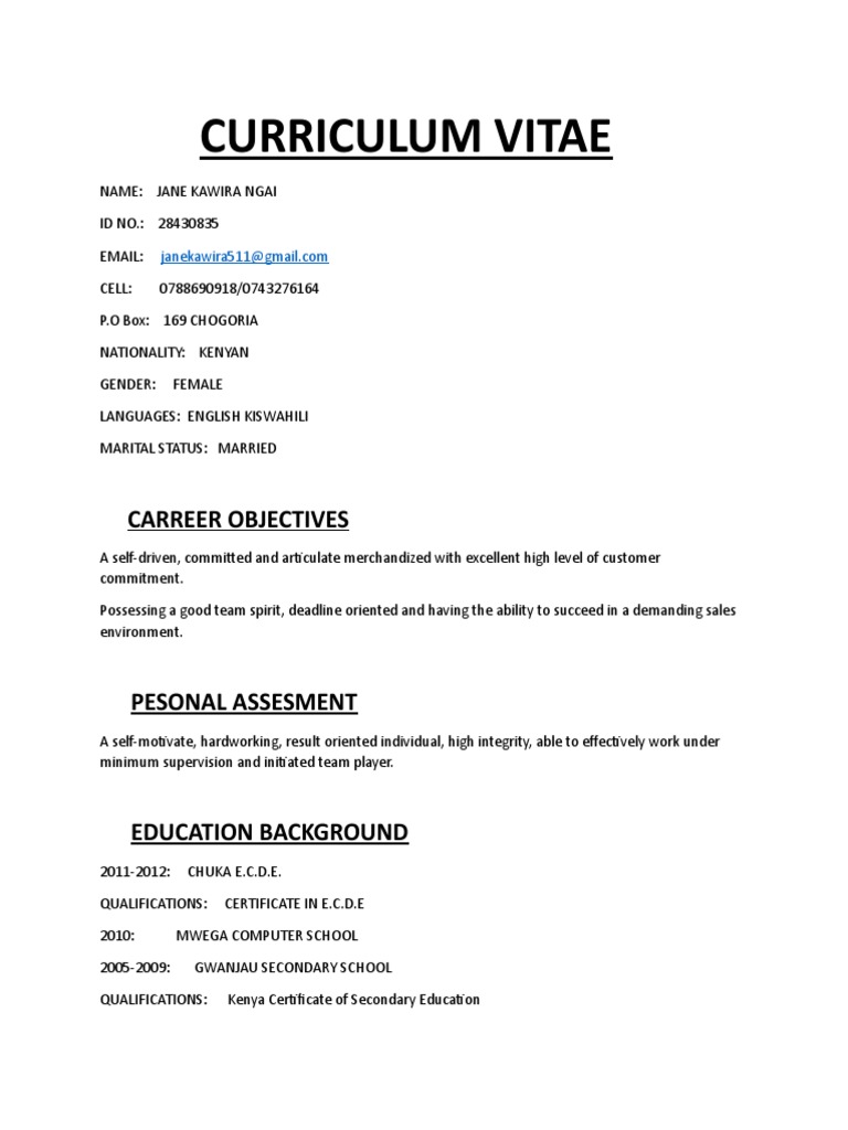 Curriculum Vitae Jane | PDF