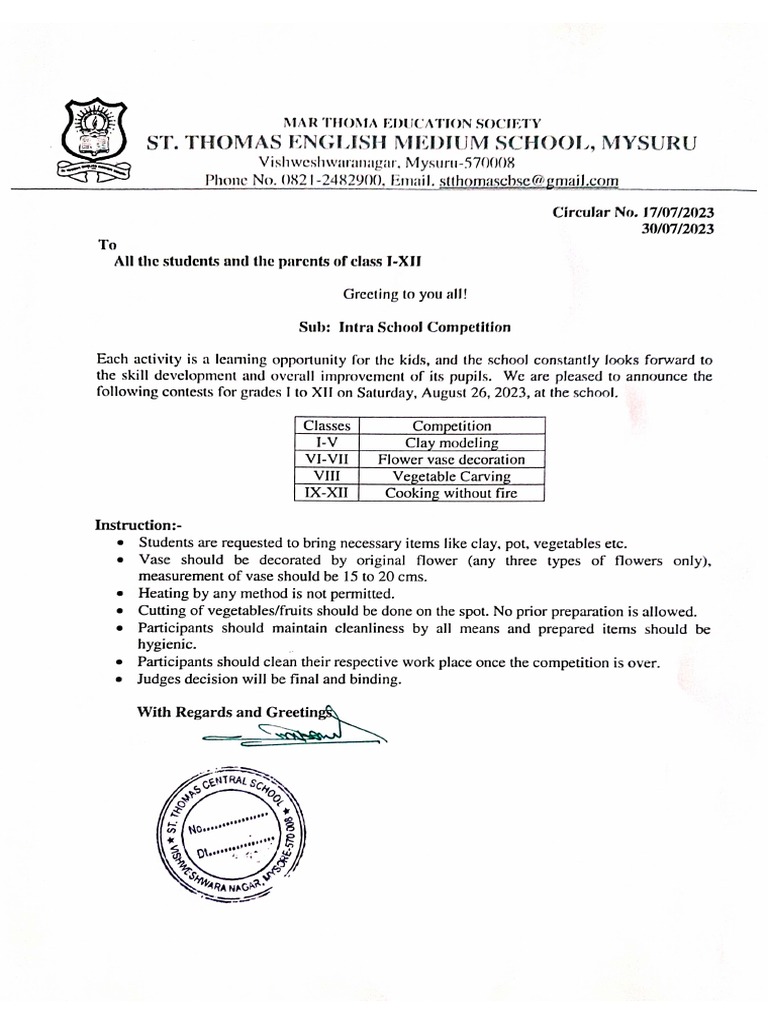 Intra School Competition | PDF