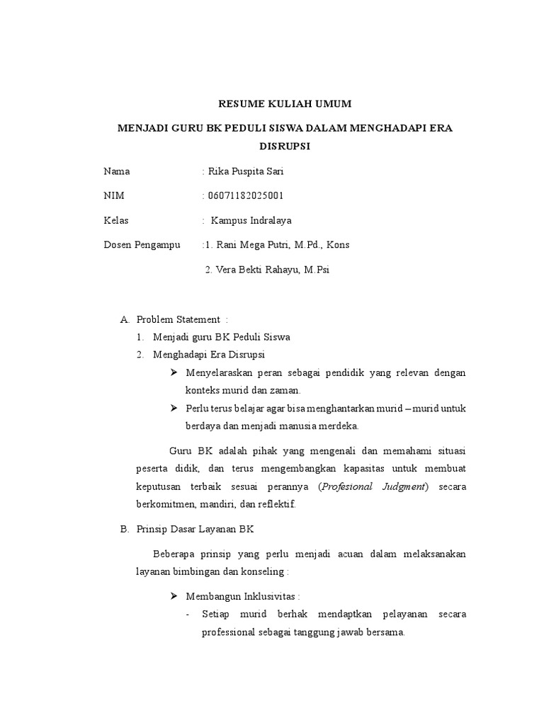 Resume Kuliah Umum | PDF