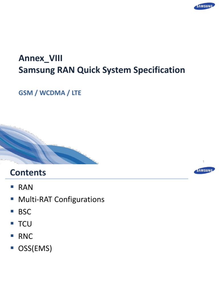 Annex VIII Samsung RAN Quick System Specification | PDF
