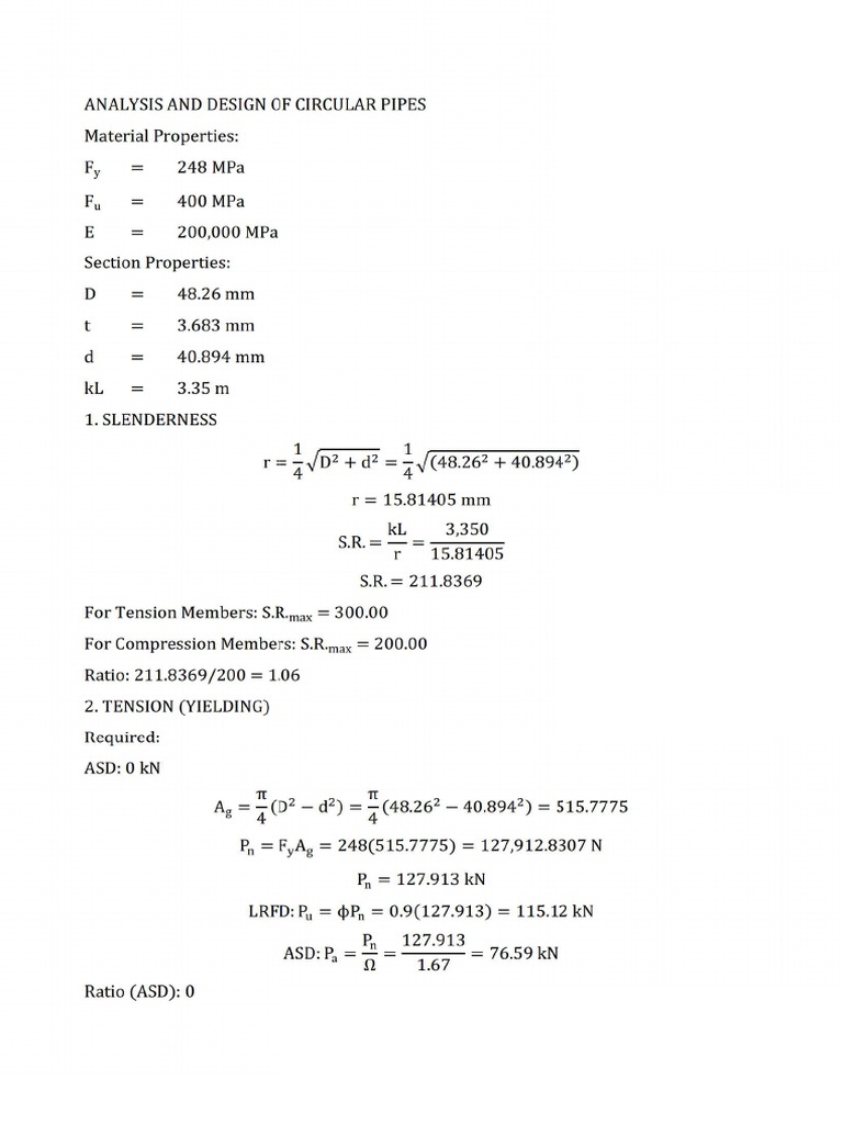 Analysis and Design of Circular Pipes Asd | PDF