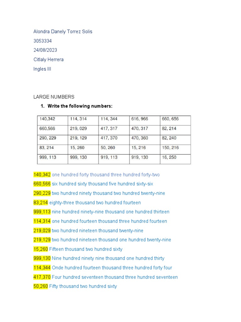 Large Numbers | PDF | Home & Garden | Lifestyle