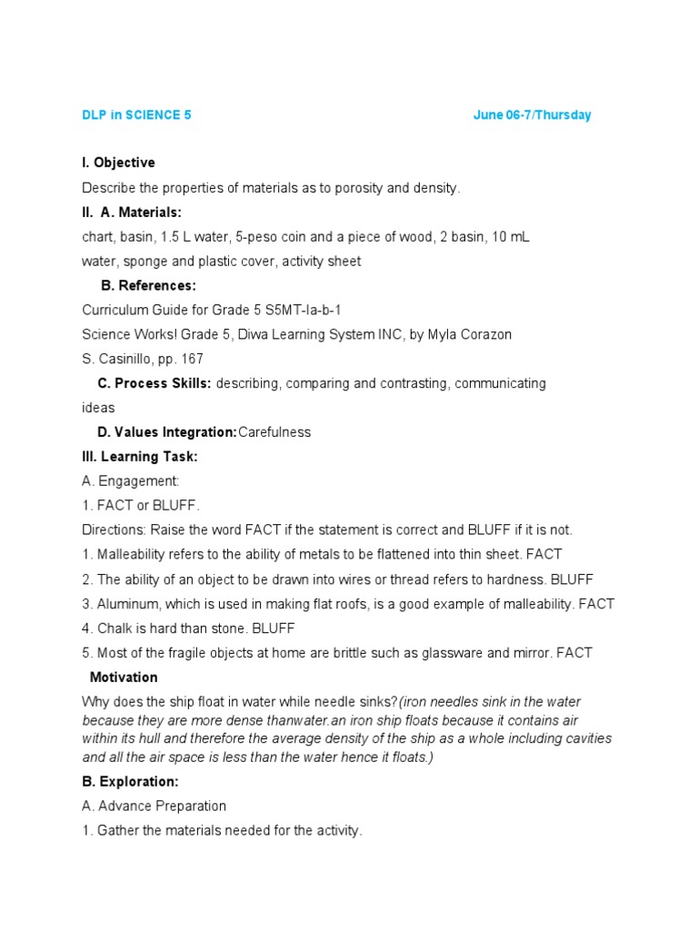 DLP in Science Q1 W1 D4-5 June 04 | PDF | Science & Mathematics