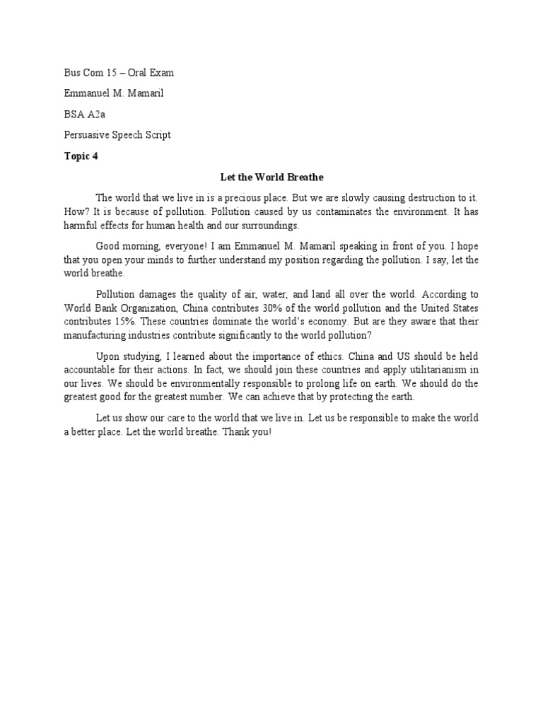 Bus Com 15 - Oral Exam Script | PDF