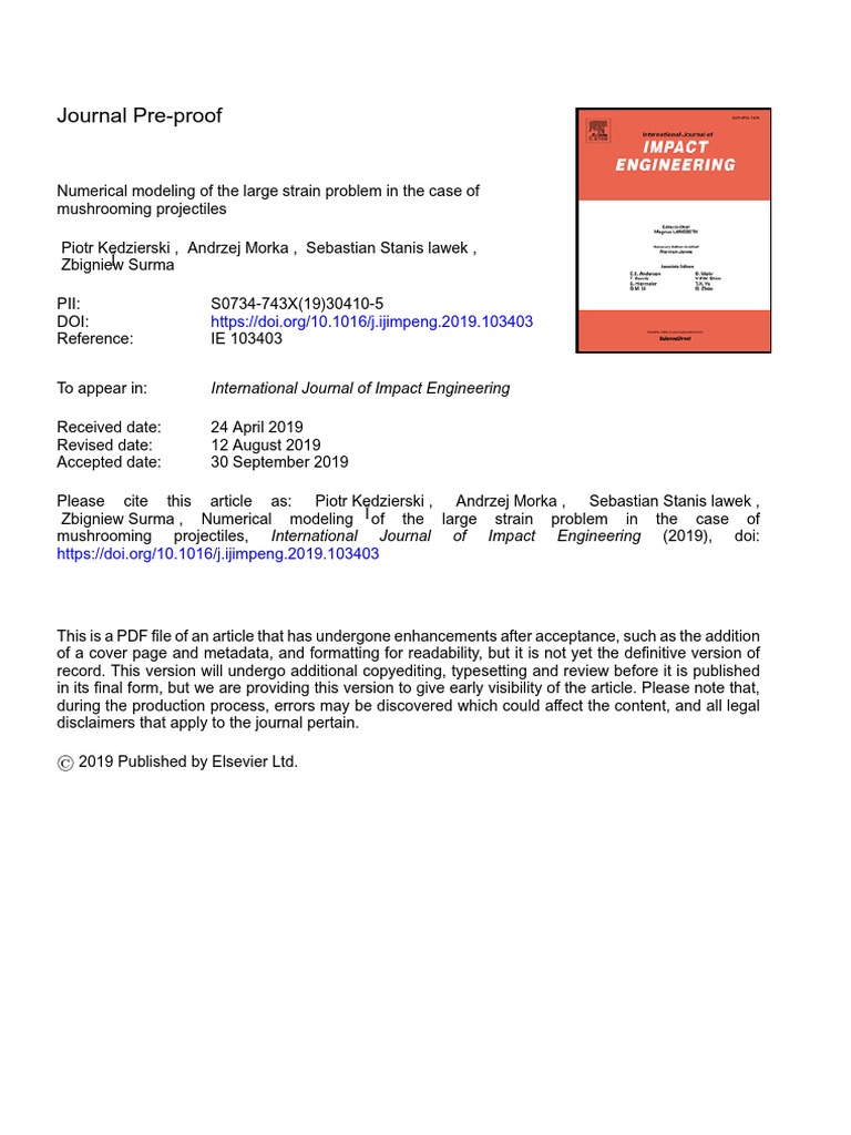 Journal Pre-Proof: International Journal of Impact Engineering | PDF ...