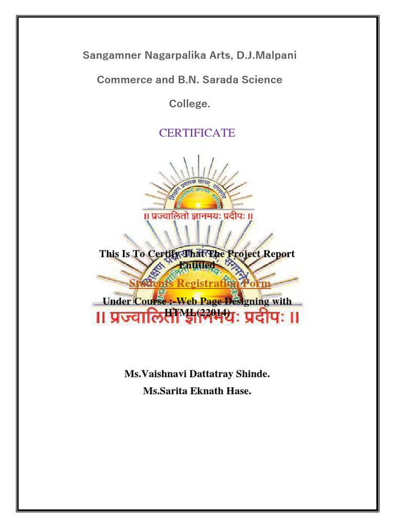 Html5&css.student regist.project | PDF