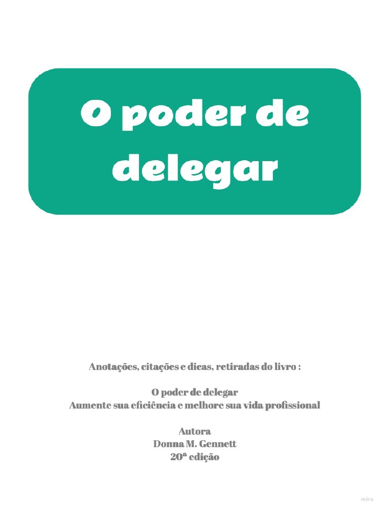 O Pode de Delegar Resumo e Anotações | PDF