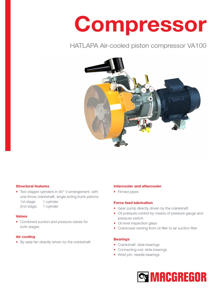 Datasheet Hatlapa Compressor VA100 | PDF | Piston | Vehicle Parts