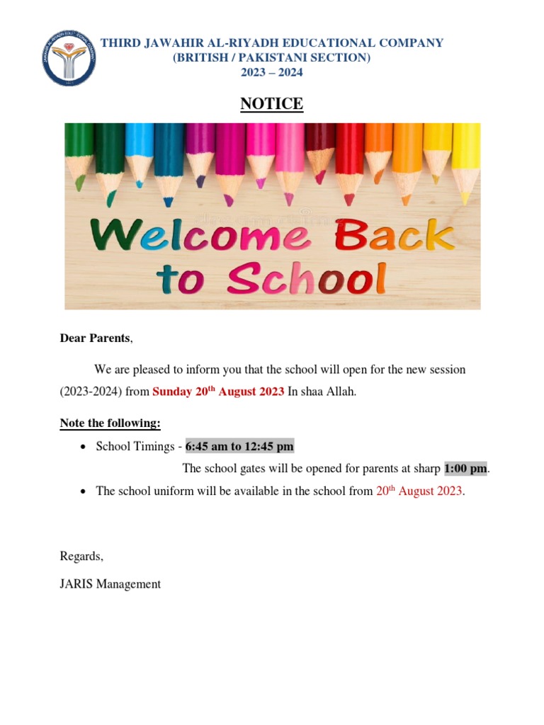 Notice - Reopen School (1) | PDF