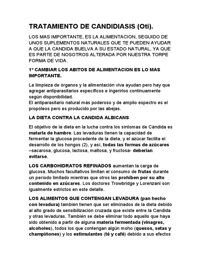 1 Protocolo Candidiasis | PDF | Alimentos | Levadura