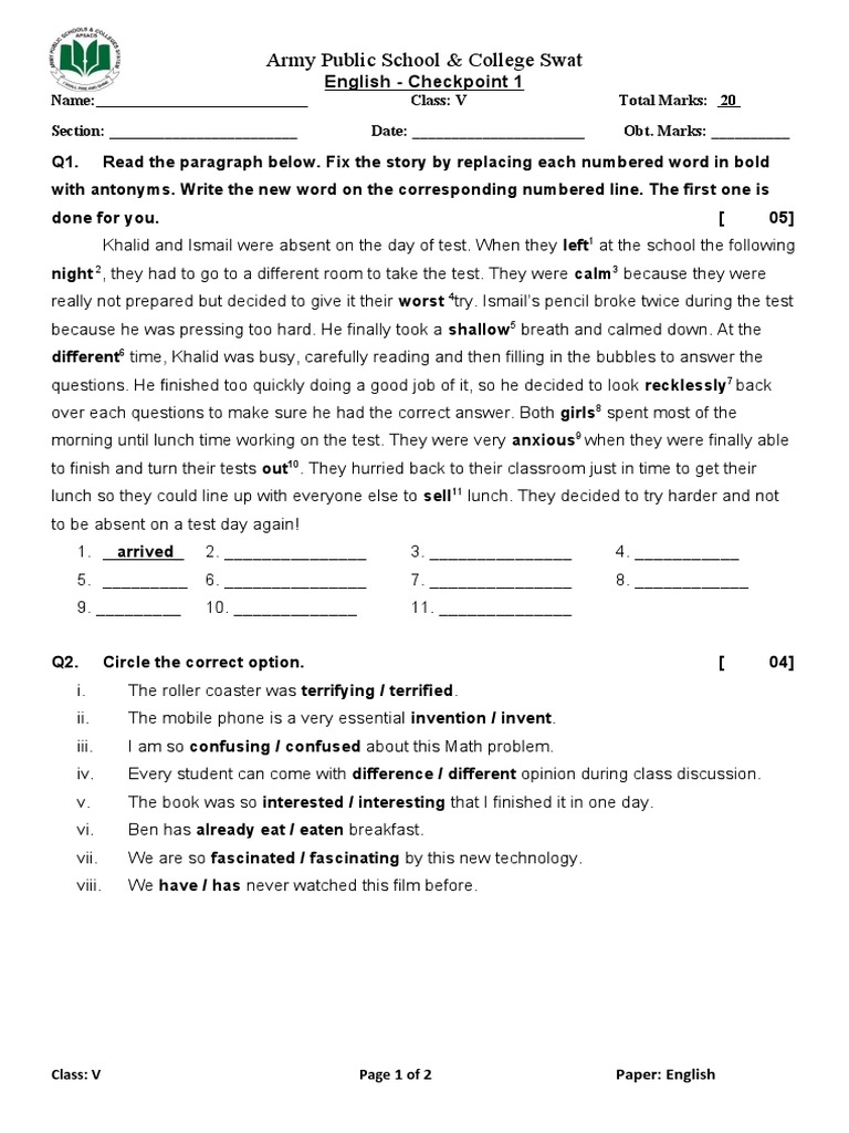 English 5 CP1 2023-24 | PDF