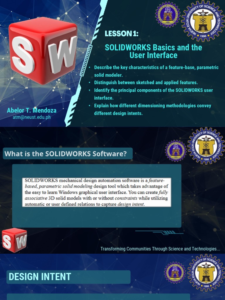 Lesson 1 Solidworks Basics and The User Interface | PDF