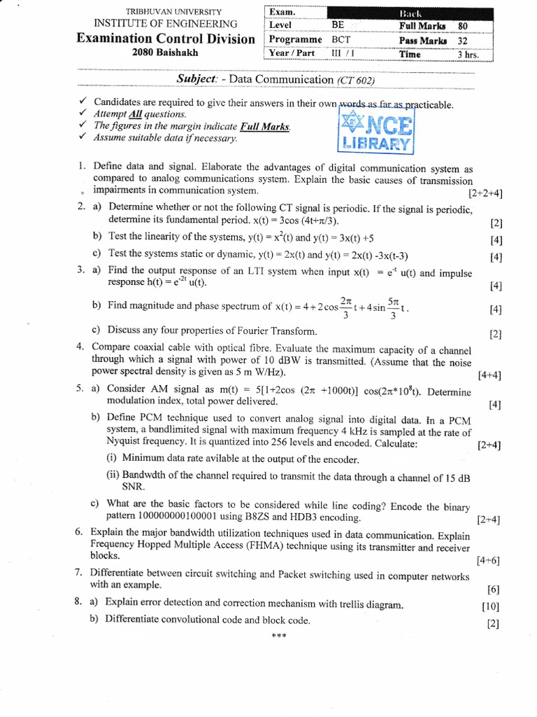 Data Communication Pdf Bandwidth Signal Processing Modulation