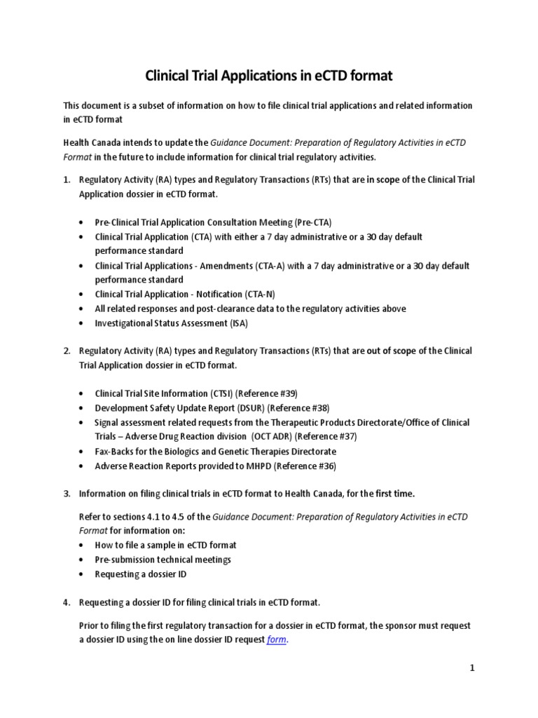 Clinical Trial Applications in eCTD Format - Eng - March 2020 | PDF | Clinical Trial ...