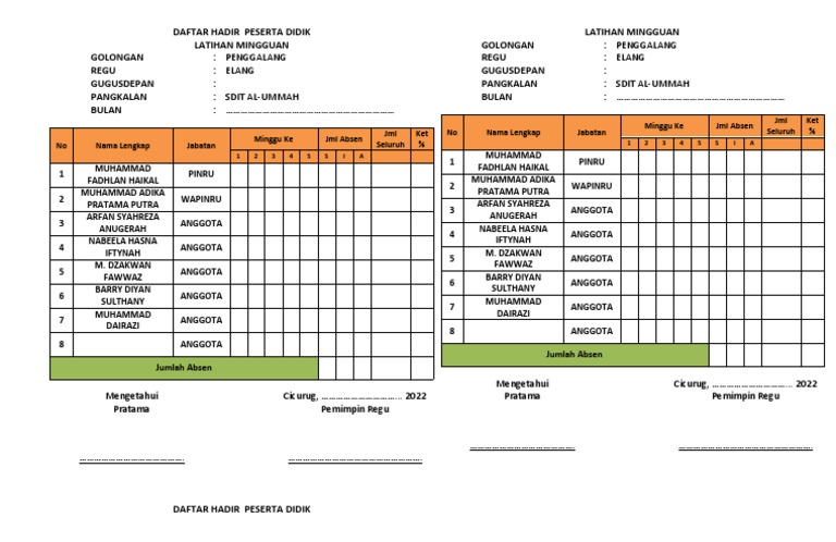Buku Presensi Regu Elang Pdf