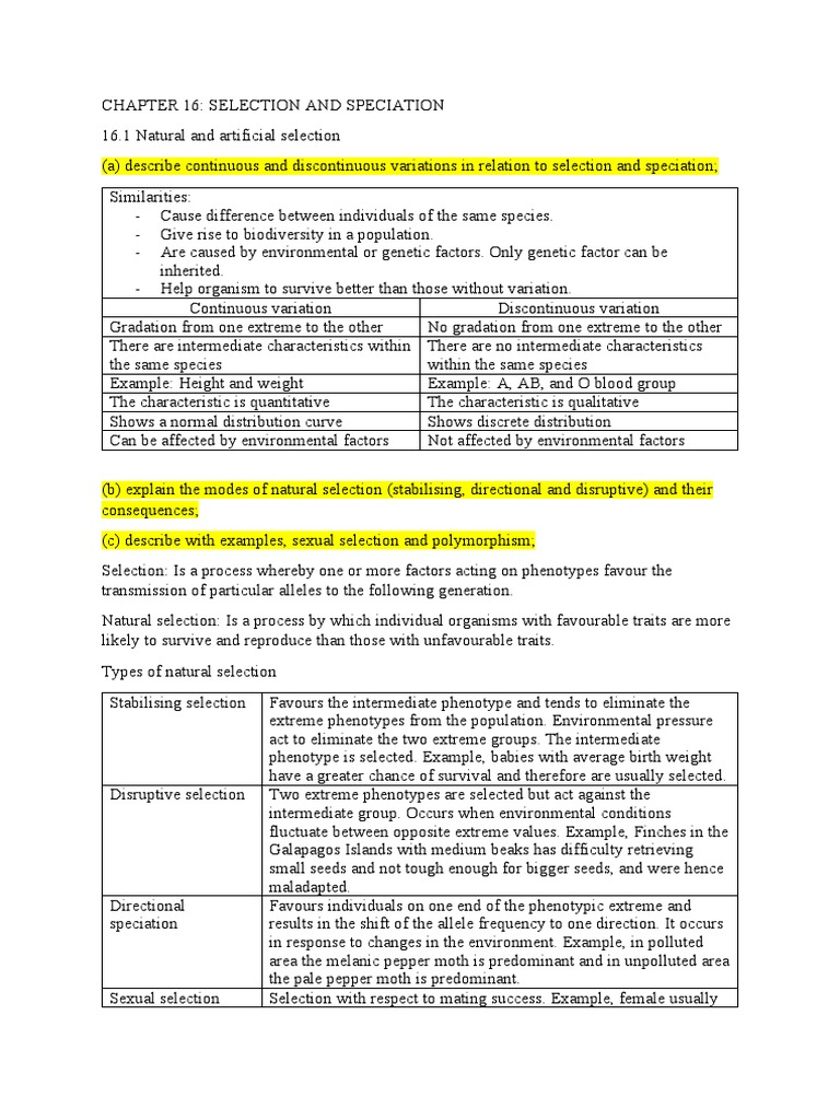 Bio Notes S3 CHP 16 | PDF