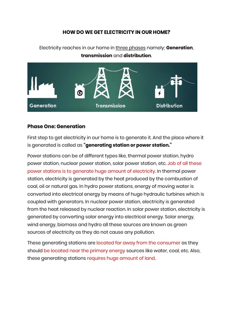 How Do We Get Electricity in Our Home | PDF