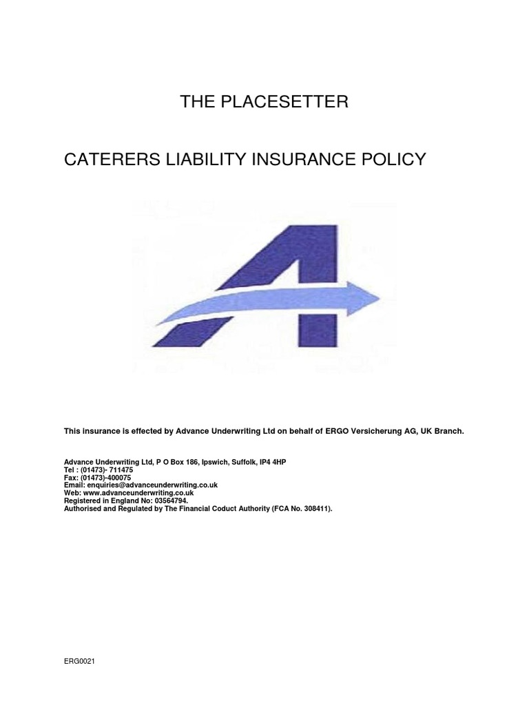 Catering Liability Proposal Form | Download Free PDF | Insurance ...