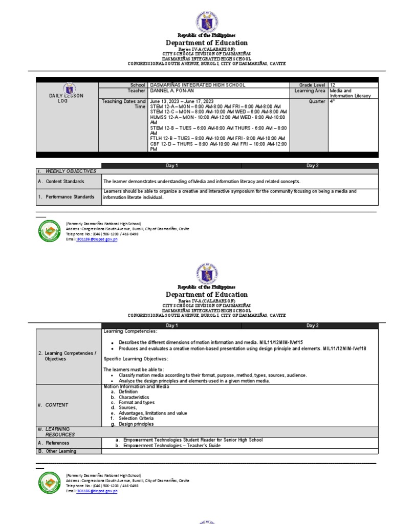 MIL - DLL 4TH Quarter - Week 7 | PDF | Learning | Information