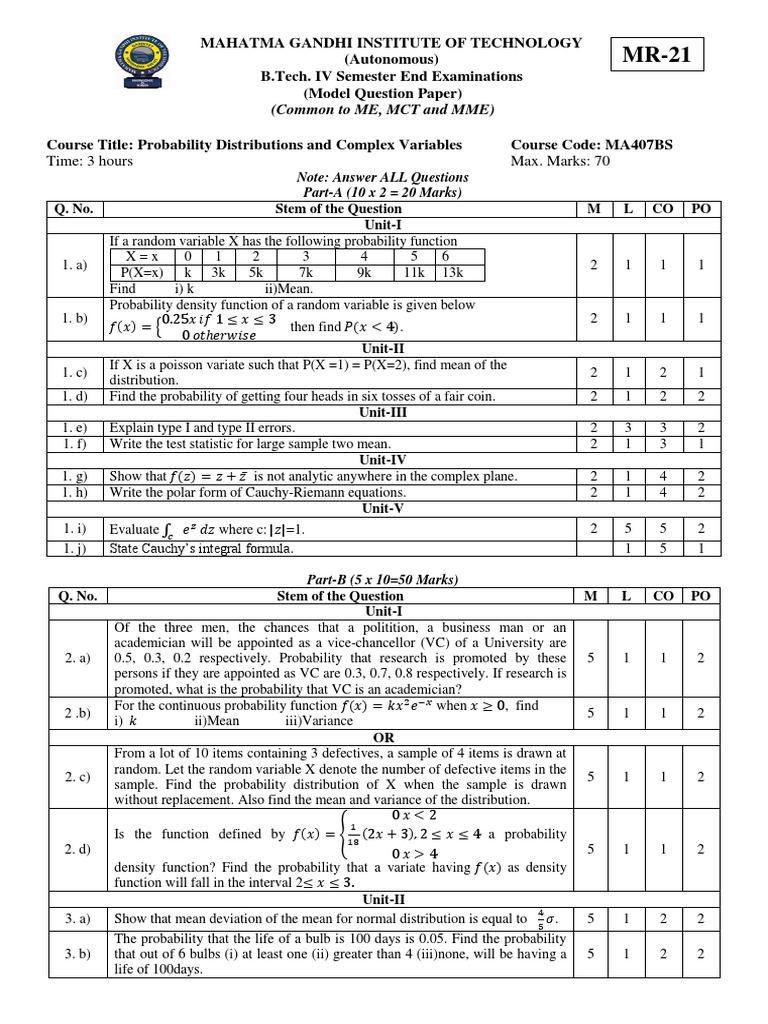 MME B.Tech IV-SEM REG MR-21 Model-Question-Papers | PDF | Heat Treating ...