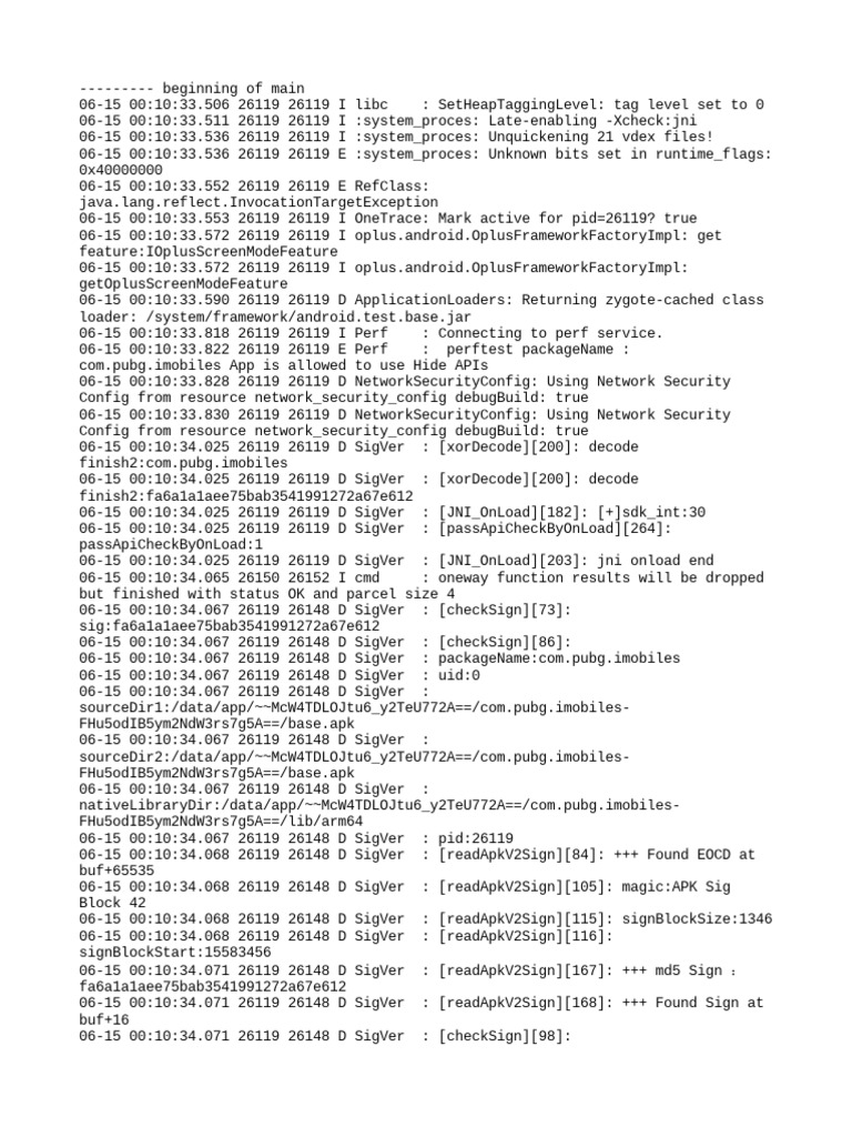 PUBG Mobile Debug Log Analysis | PDF | Android (Operating System) | Java (Programming Language)