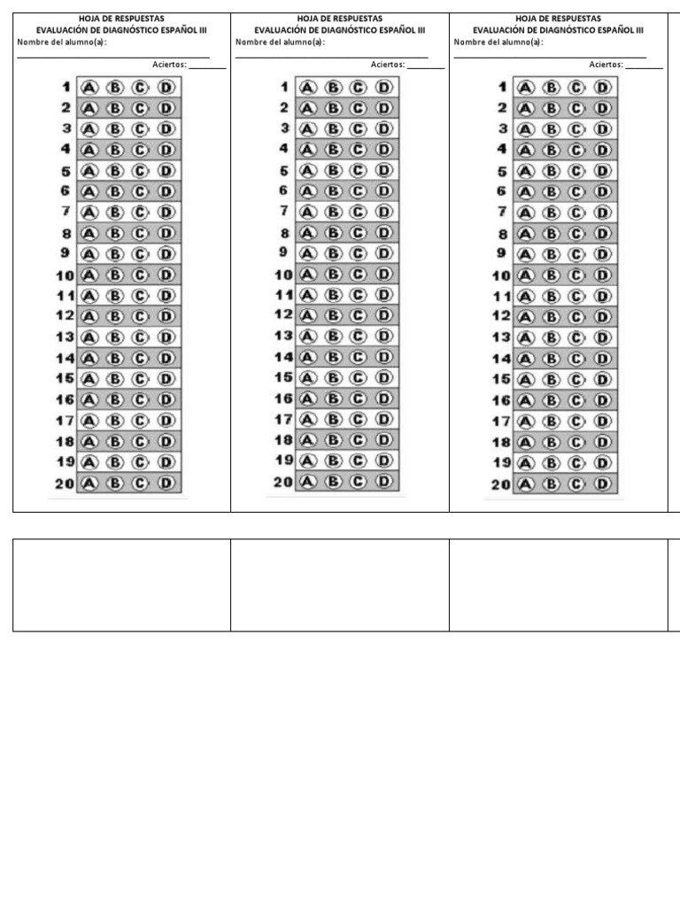 Hoja de Respuestas Opcion Abcd | PDF