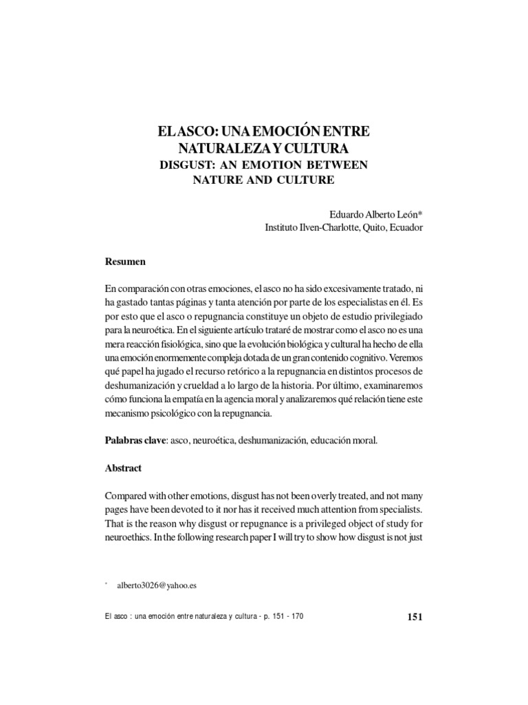 El Asco Una Emocion Entre Naturaleza y Cultura | PDF | Asco | Las emociones