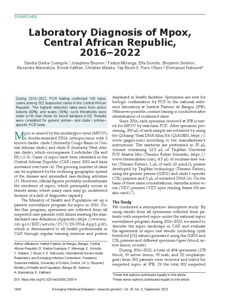 Article Mpox RCA 2023 | PDF