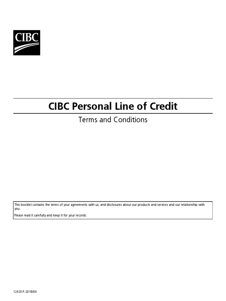 CIBC Personal Line of Credit Terms | PDF