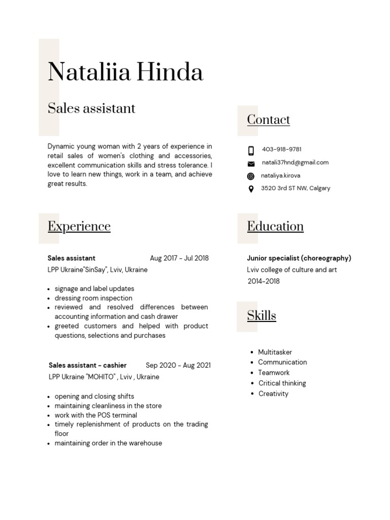 White Minimalist Graphic Designer Professional CV Resume | PDF