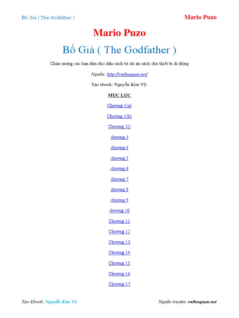 Bố Già (the Godfather) - Mario Puzo | PDF
