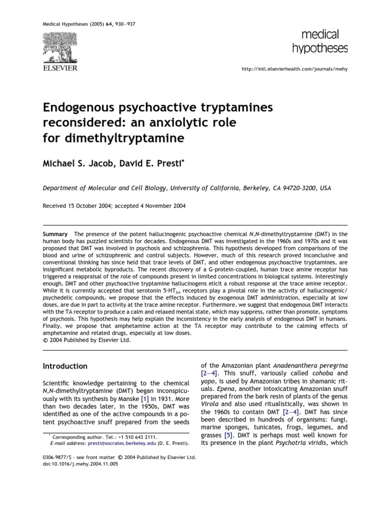 2005 DMT Jacob Presti | PDF | Hallucinogen | Serotonin