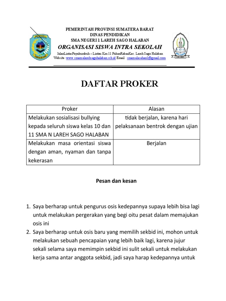 Proker Pesan Dan Kesan Sekbid.5 | PDF