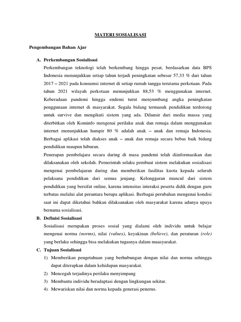 Materi Sosialisasi Kelas X | PDF